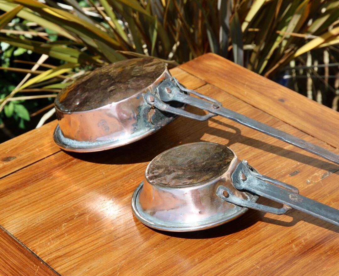 Pair of Antique French Copper Saute Pans / 1800s French Long-handled ...