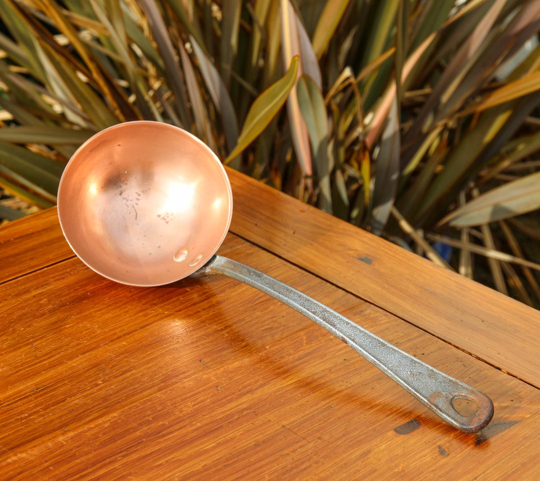 Vintage French Copper Ladle With Iron Handle and Copper Rivets / Mid-century Farmhouse Serving ...