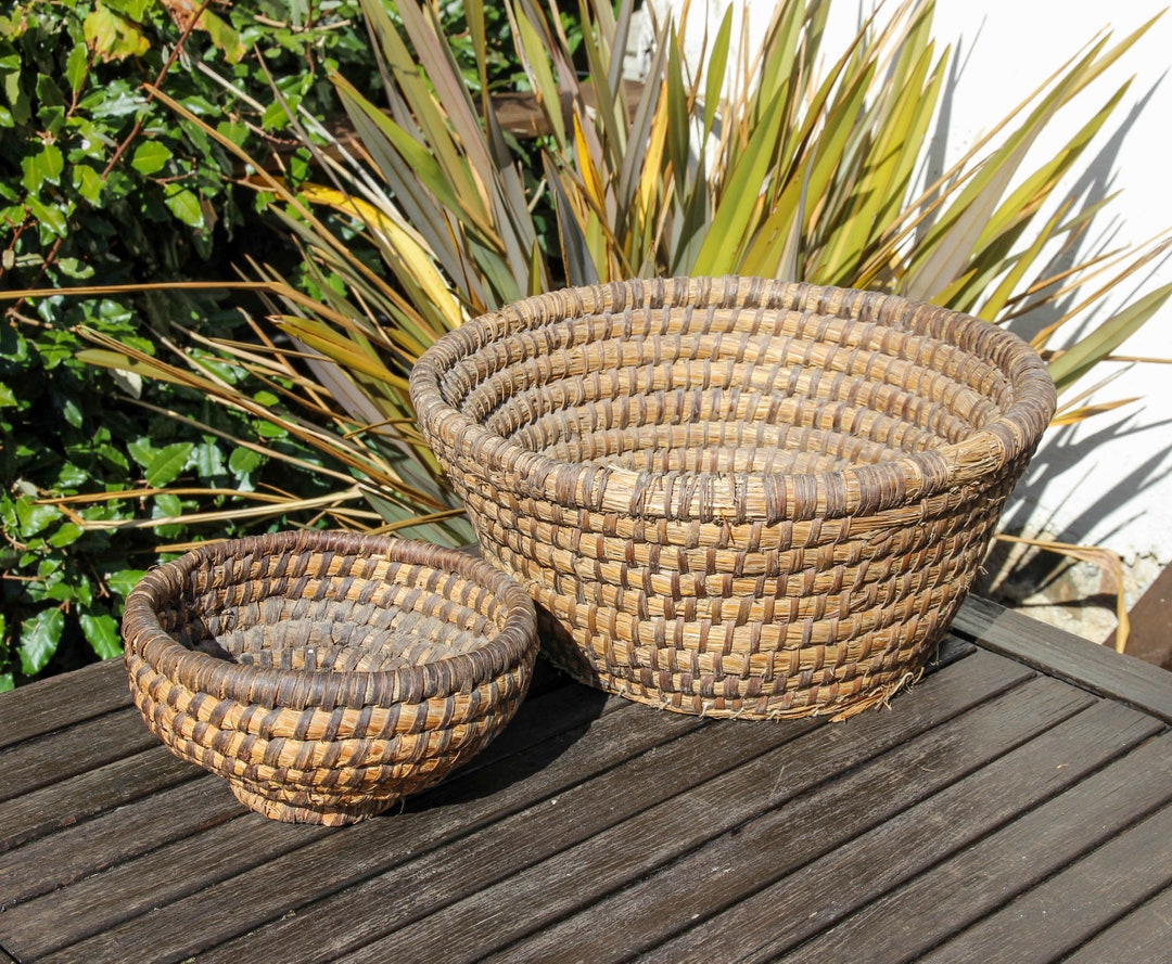 Pair of Antique French Baker's Bread Baskets / Early 1900s Rye Woven ...