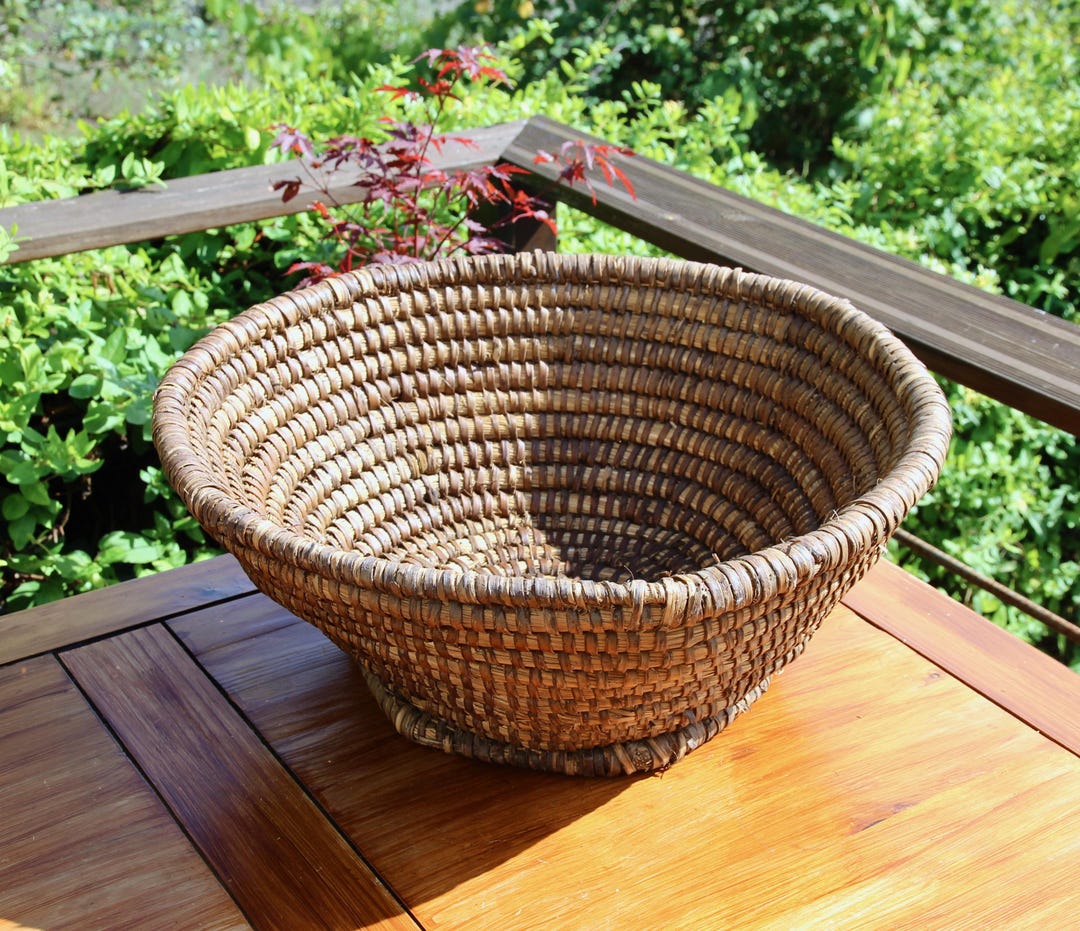 Antique French Large Baker's Bread Basket / Early 1900s Rye Woven Straw ...