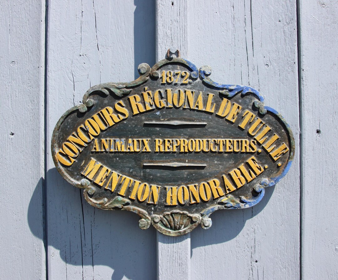 Antique French 1872 Agricultural Livestock Prize Plaque / Rare Large ...