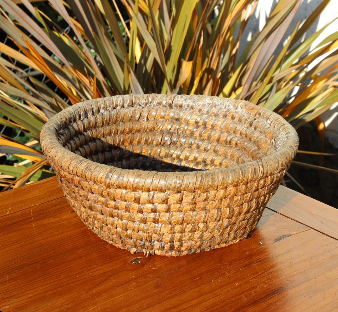 Antique French Baker's Bread Basket / Early 1900s Rye Woven Straw ...