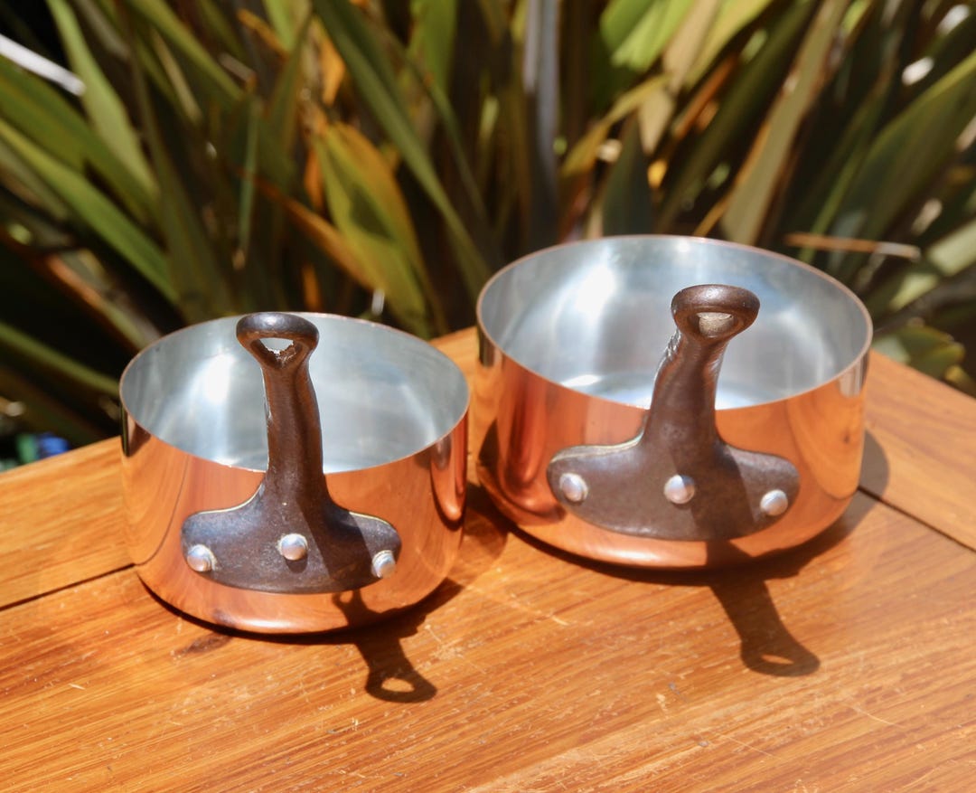 Pair of Vintage French 12cm 10cm Copper Pans With Tin Interiors / 1970s ...