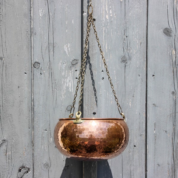 Hanging Brass Copper Planter - Etsy