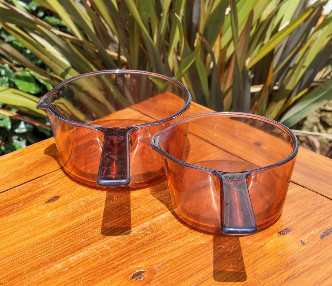 Pair of Vintage French VISION CORNING Smoked Glass Saucepans / 1980s ...