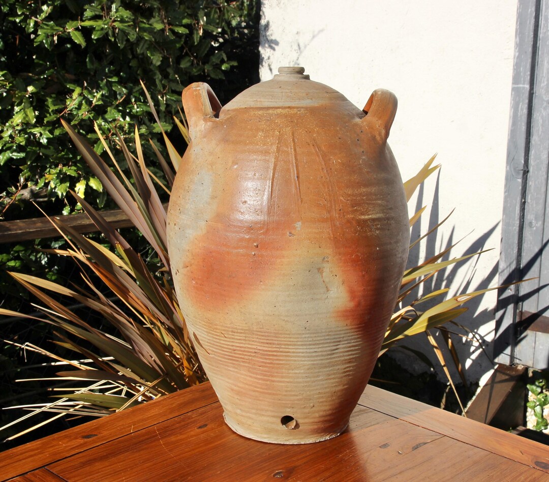 Antique French Extra Large 7.9kg Heavy Handthrown Stoneware Vinegar Jar ...