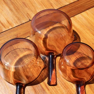 Set of 3 Vintage French VISION CORNING Smoked Glass Saucepans / 1980s ...