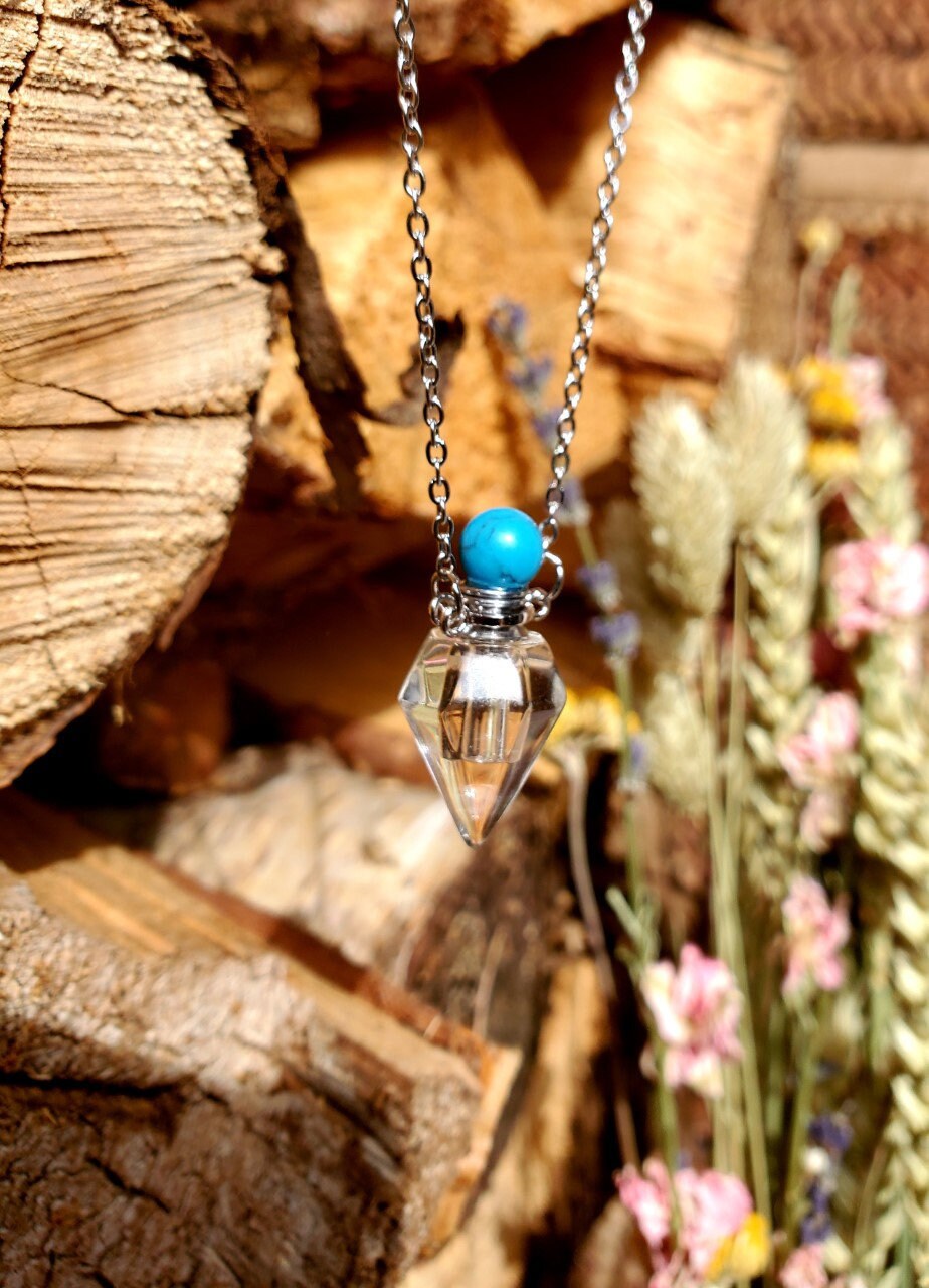 Collar de aceite esencial, Collar difuso, Colgante de cristal, Collar ...