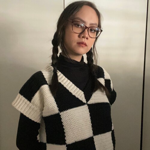 Wednesday Addams Checkered Crochet Vest PDF Pattern - Etsy