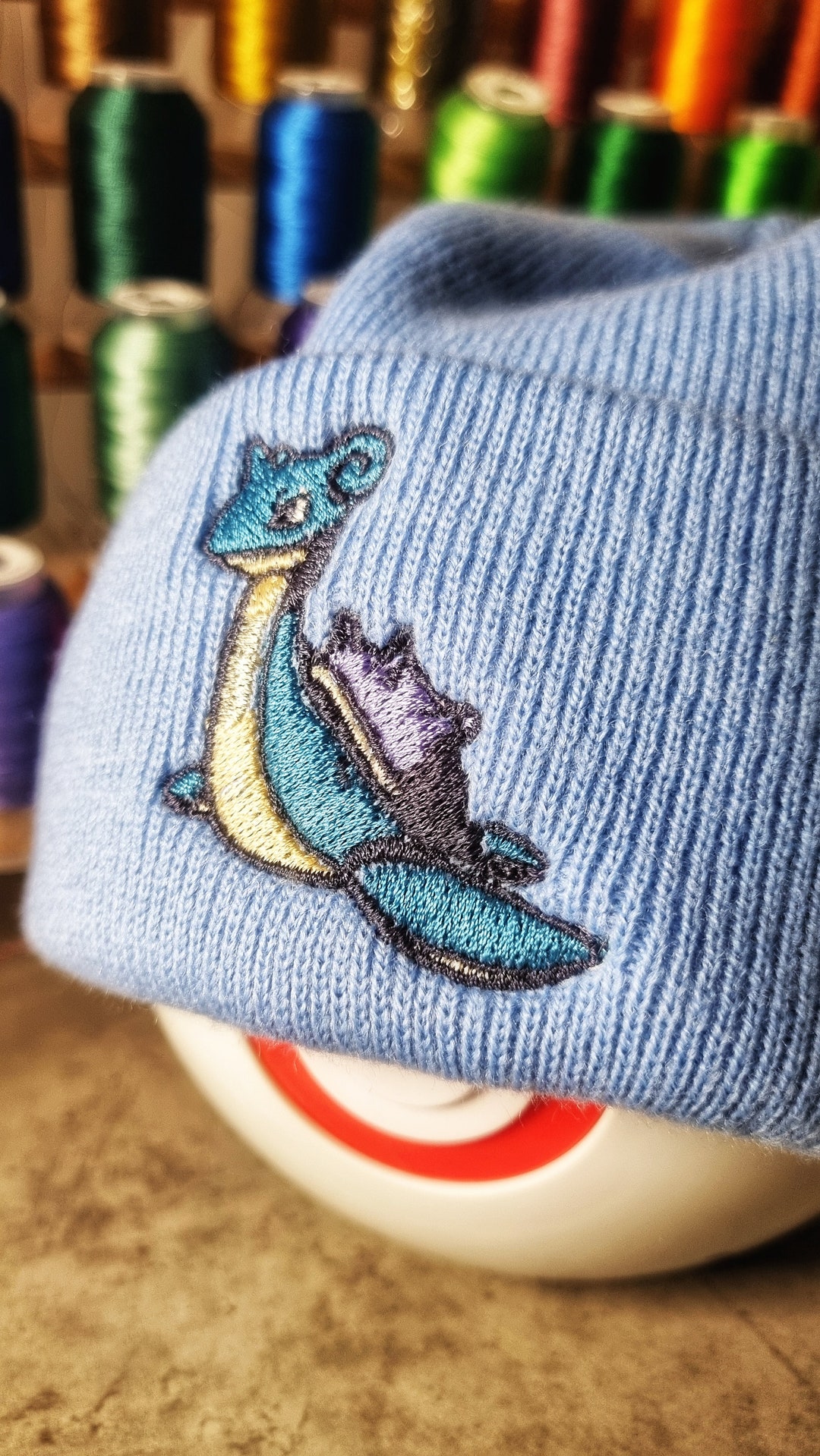 Blue Lapras Hat Embroidered Water Pokemon Beanie Winter Hat Spring ...