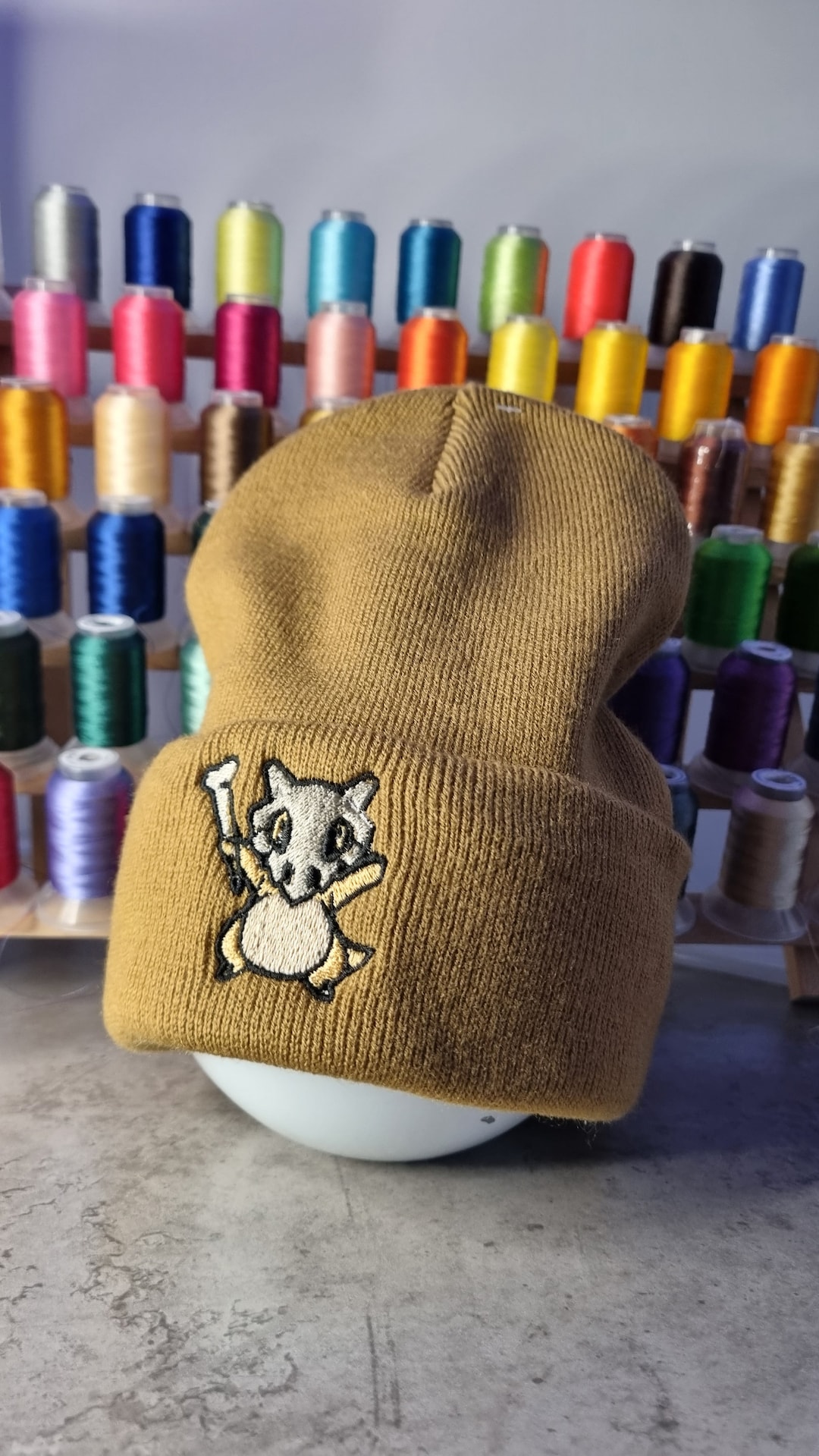Cubone Hat Embroidered Pokemon Beanie Winter Hat Caramel Dinosaur ...