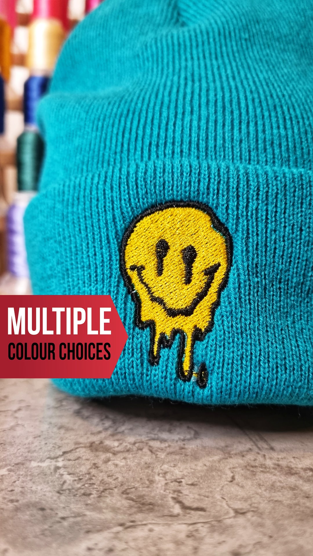 Colourful Dripping Smiley Beanie Cute Hat Colourful Smiley - Etsy UK