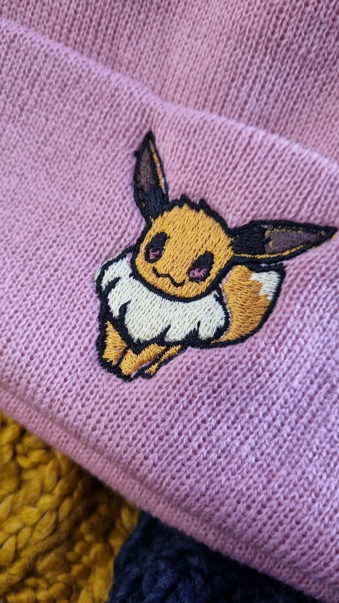 Eevee Hat Cute Embroidered Pokemon Beanie Pink Winter Hat Pokemon Eevee ...