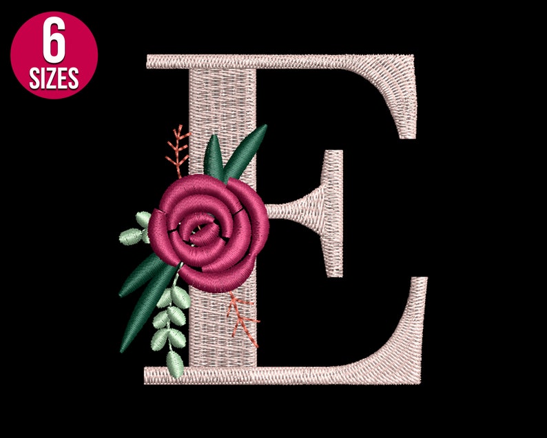 Floral Font Flower Alphabet E Letter Embroidery Design - Etsy