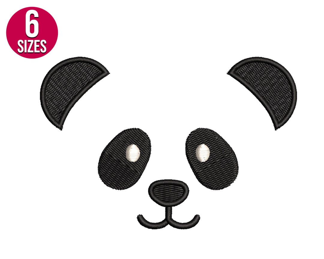 Panda Face Embroidery Design, Machine Embroidery File, Instant Download ...
