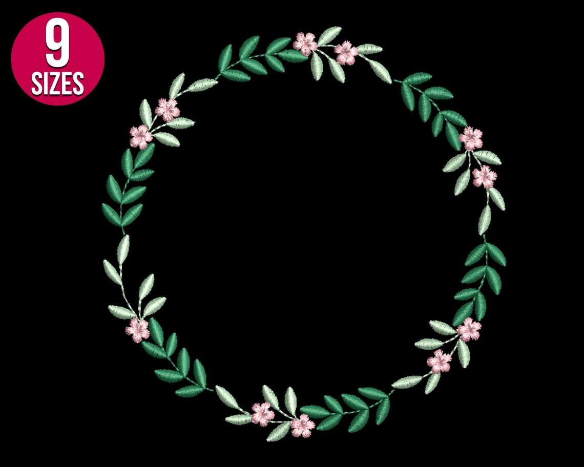 Floral Frame Machine Embroidery Design Circle Frame Instant - Etsy