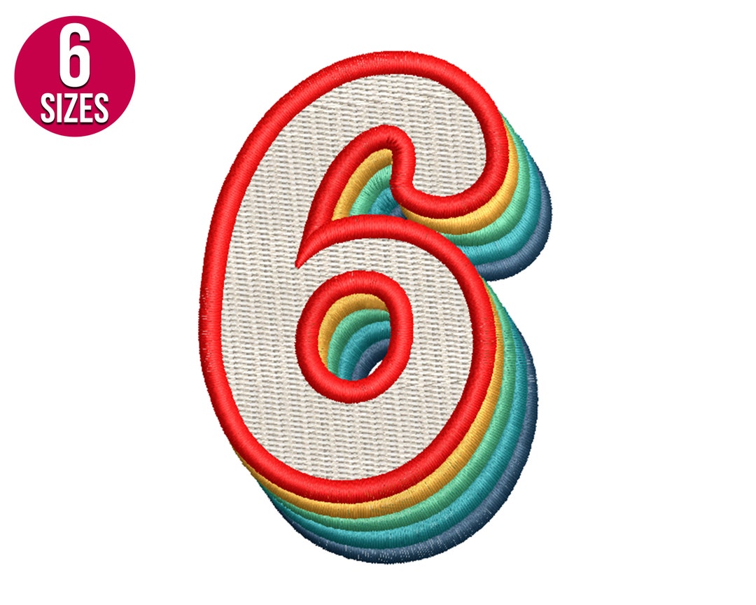 Retro Embroidery Numbers Embroidery Design, Font, Number Six, Machine ...