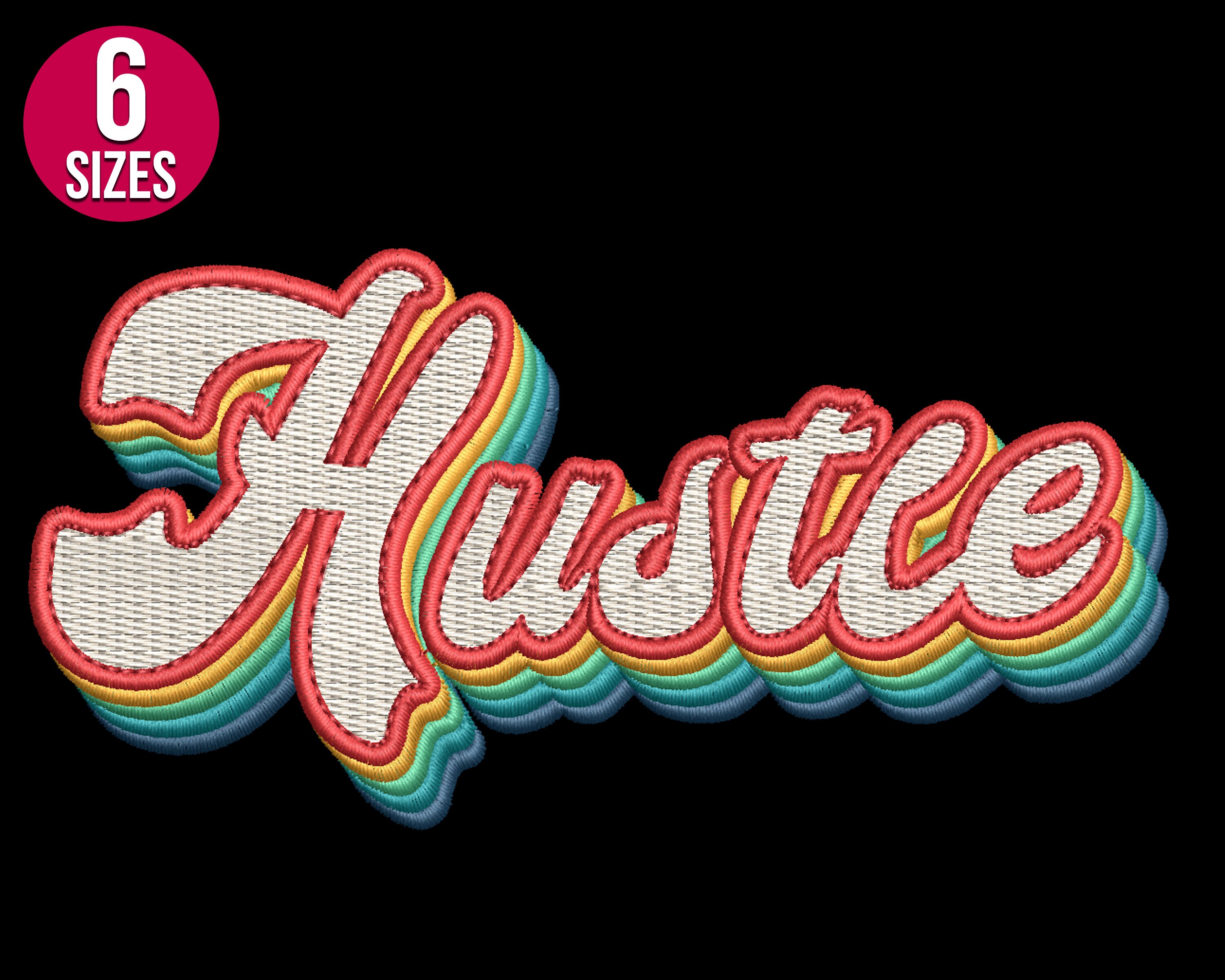 Hustle Embroidery Design Retro Vintage Machine Embroidery - Etsy