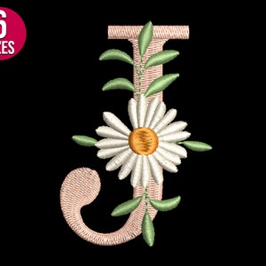 Floral Font Flower Alphabet J Letter Embroidery Design, Machine ...