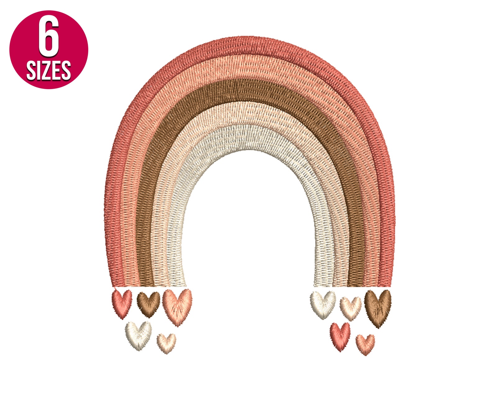 Rainbow Embroidery Design Boho Hearts Machine Embroidery - Etsy