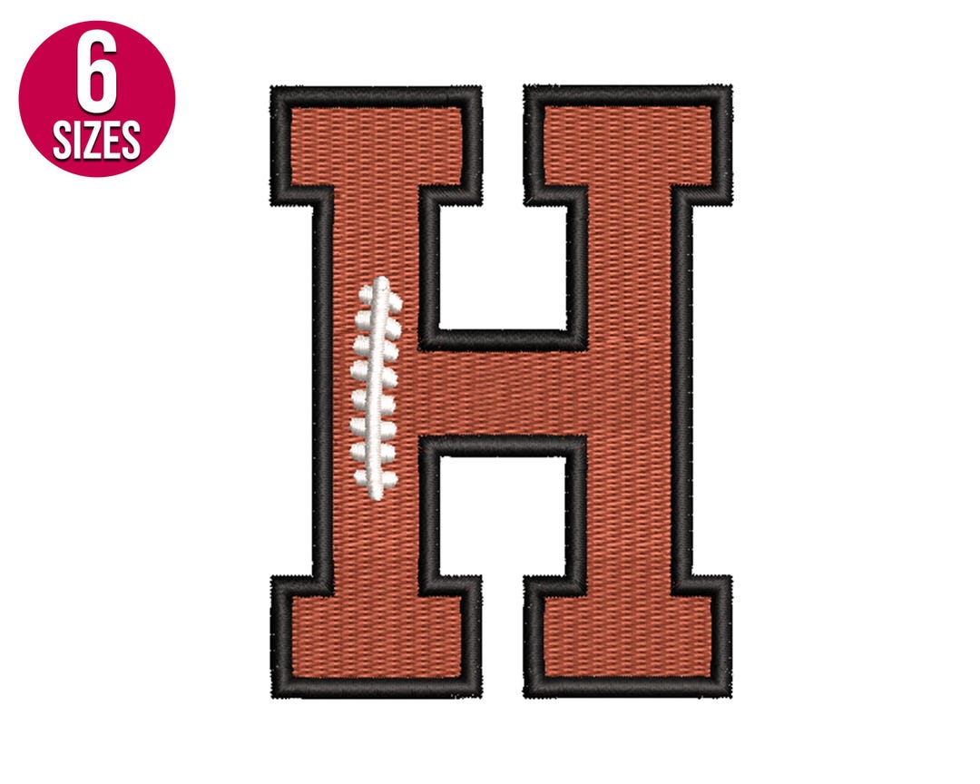 Football Font Alphabet H Letter Embroidery Design, Machine Embroidery ...