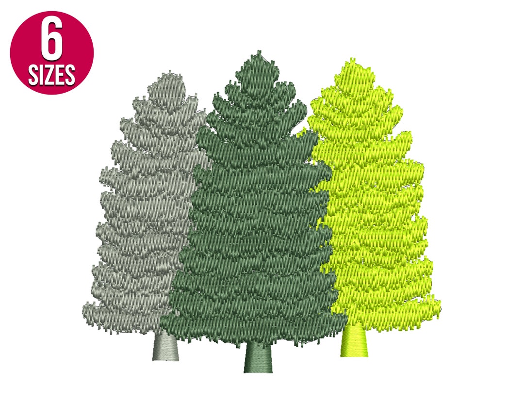Pine Trees Embroidery Design, Christmas, Machine Embroidery File ...