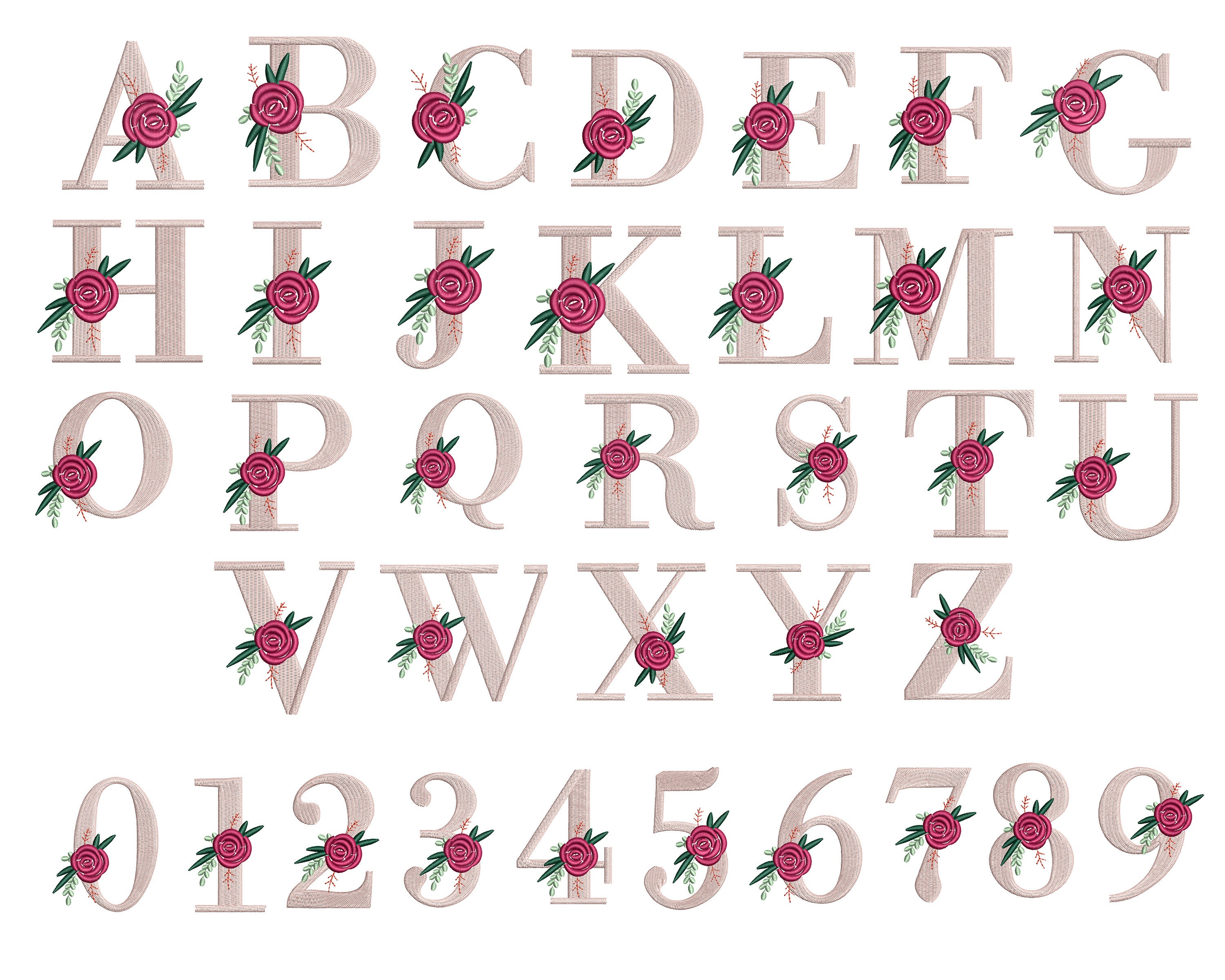 Floral Alphabet Font Bundle Embroidery Design Flower Numbes - Etsy UK