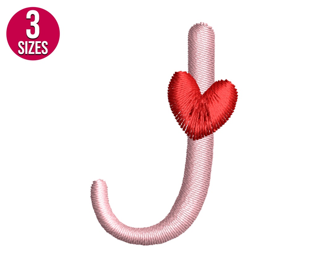 Valentines Font Heart Alphabet J Letter Embroidery Design, Machine ...