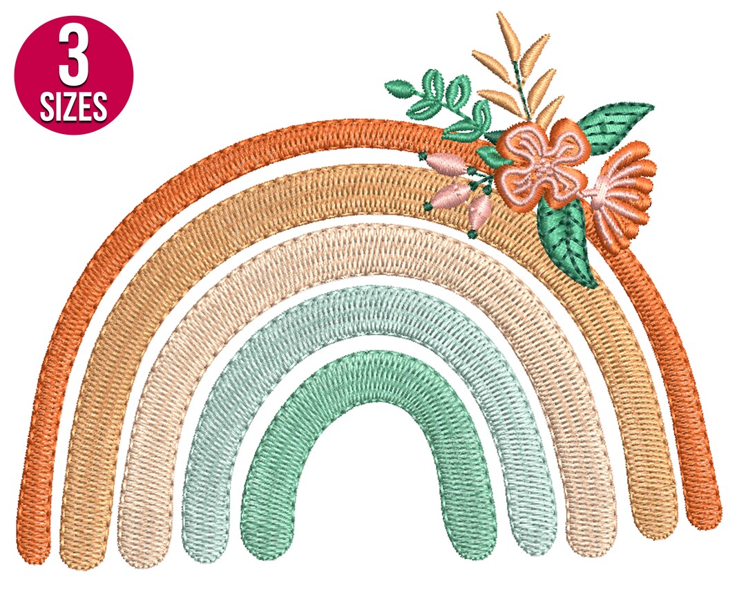 Boho Rainbow Embroidery Design, Fall, Autumn, Machine Embroidery File ...