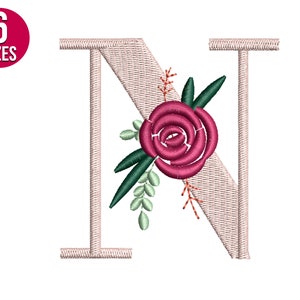 Floral Font Flower Alphabet N Letter Embroidery Design, Machine ...