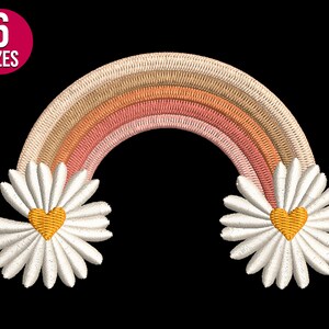 Rainbow With Daisy Flower Embroidery Design, Machine Embroidery File ...