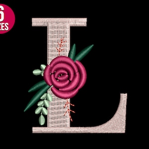 Floral Font Flower Alphabet L Letter Embroidery Design, Machine ...