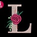 Floral Font Flower Alphabet L Letter Embroidery Design, Machine ...
