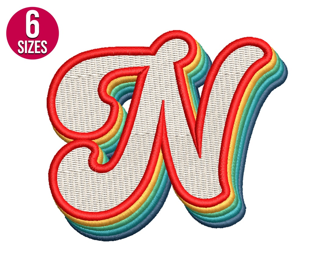 Retro Alphabet Letter N Embroidery Design, Font, Machine Embroidery ...