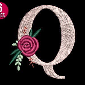 Floral Font Flower Alphabet Q Letter Embroidery Design, Machine ...