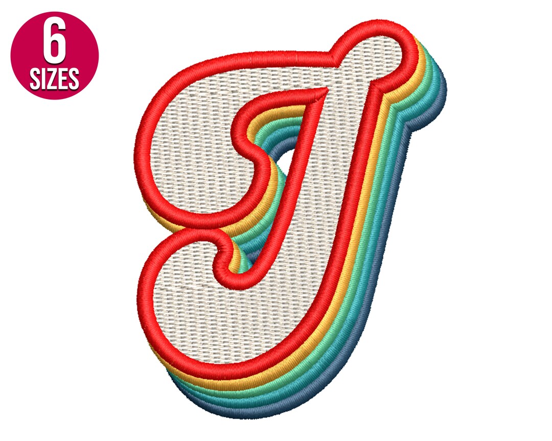 Retro Alphabet Letter J Embroidery Design, Font, Machine Embroidery ...