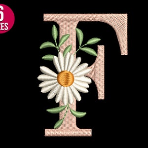 Floral Font Flower Alphabet F Letter Embroidery Design, Machine ...
