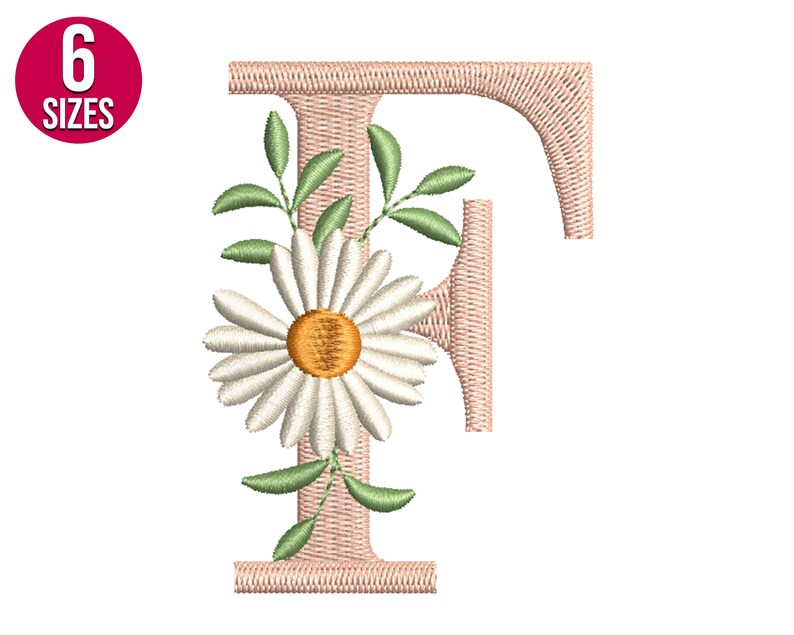 Floral Font Flower Alphabet F Letter Embroidery Design - Etsy