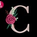 Floral Font Flower Alphabet C Letter Embroidery Design, Machine ...