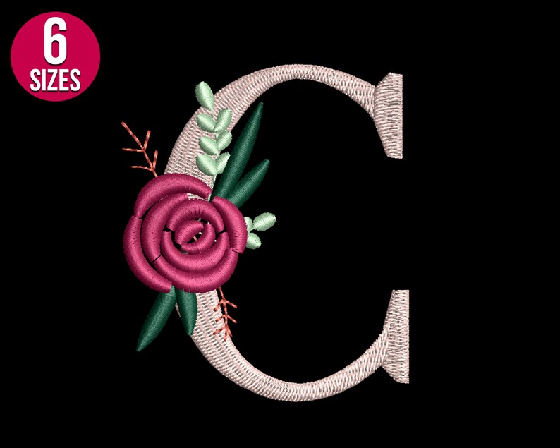 Floral Font Flower Alphabet C Letter Embroidery Design - Etsy