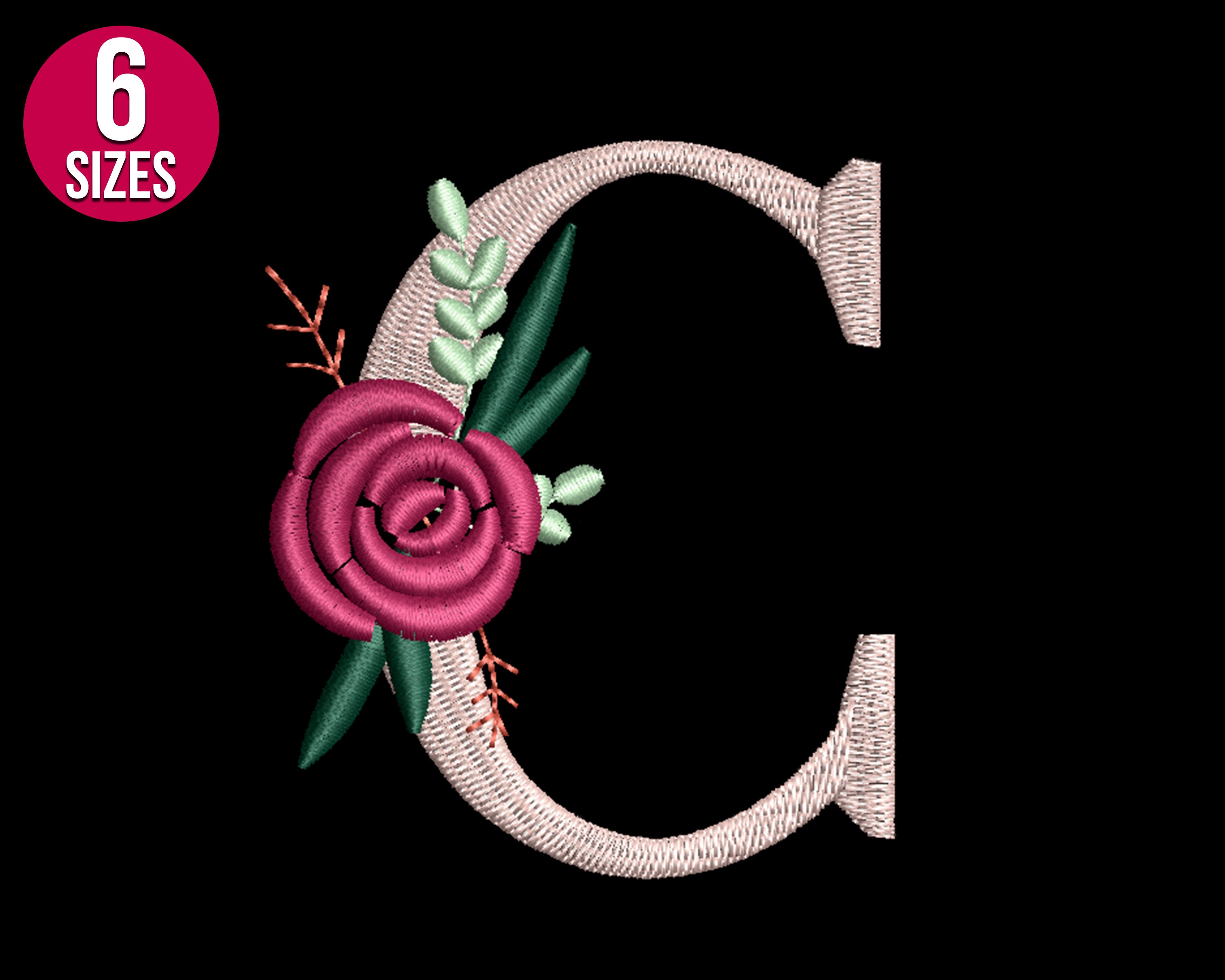 Floral Font Flower Alphabet C Letter Embroidery Design - Etsy