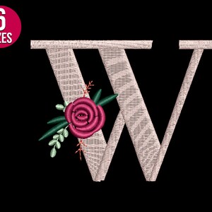 Floral Font Flower Alphabet W Letter Embroidery Design, Machine ...