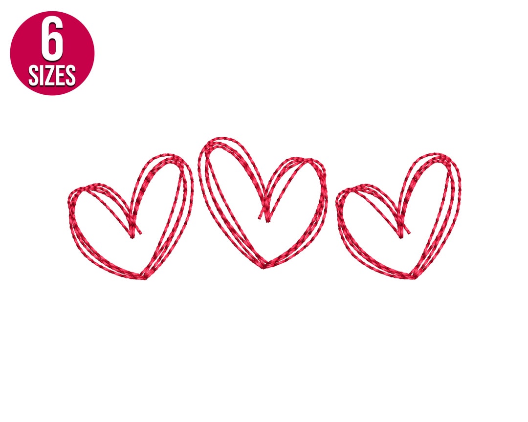 Hearts Embroidery Design, Three Hearts, Heart Shape, Love, Valentines ...