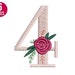 Floral Font Flower Numbers Embroidery Design, Number Four, 4, Machine ...