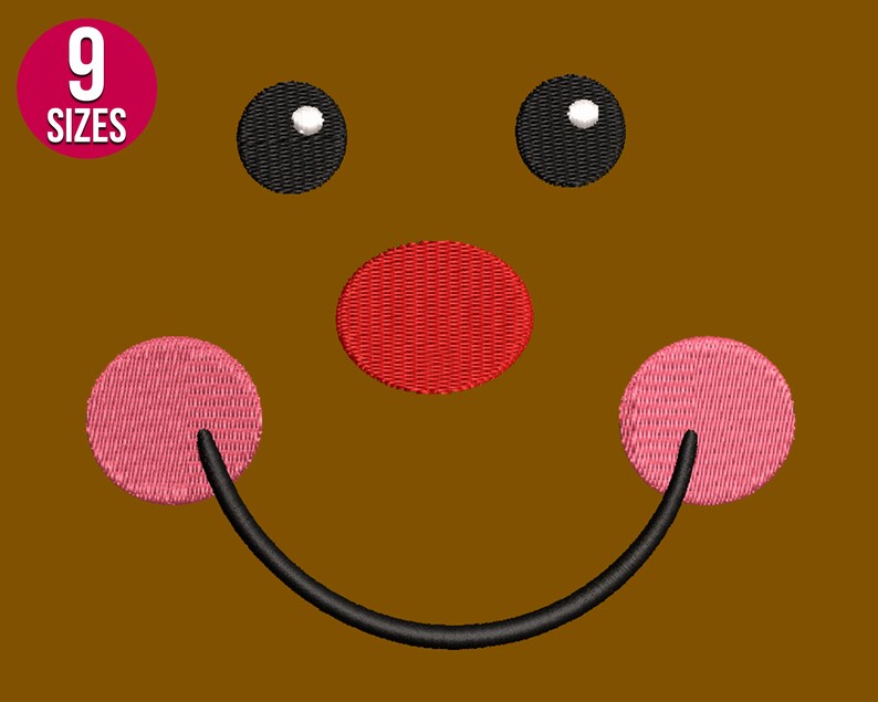 Gingerbread Man Face Machine Embroidery Design Instant - Etsy