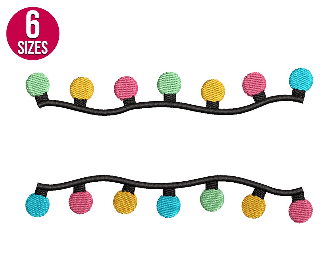 Christmas Lights Machine Embroidery Design, Xmas, Monogram, Bulbs ...