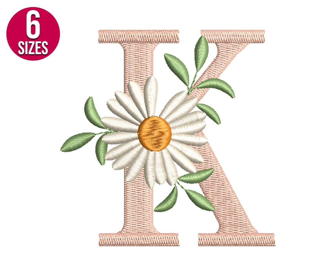 Floral Font Flower Alphabet K Letter Embroidery Design - Etsy UK