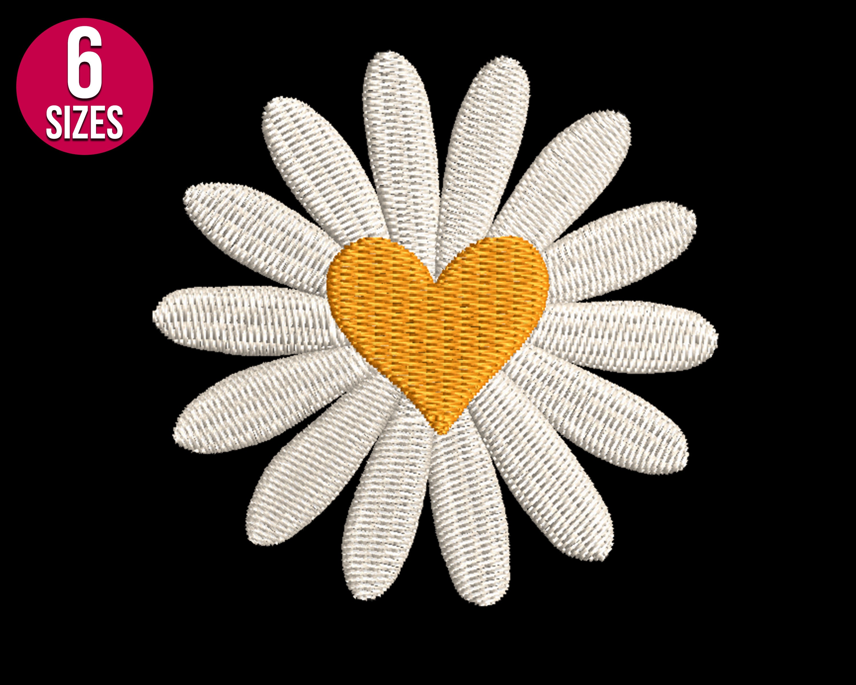 Mini Heart Daisy Flower Embroidery Design Floral Machine - Etsy