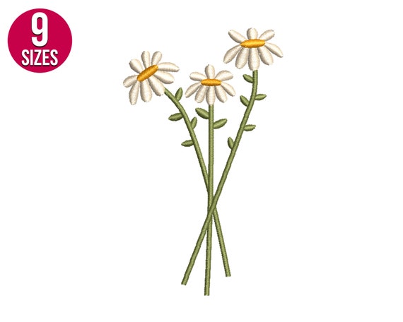Daisy Flower Bunch Embroidery Design Machine Embroidery File - Etsy