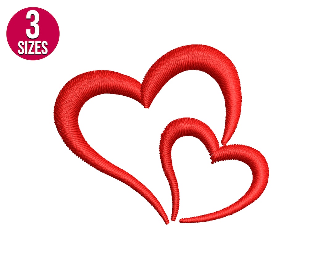 Heart Embroidery Design, Two Hearts, Love, Valentines Day Machine ...